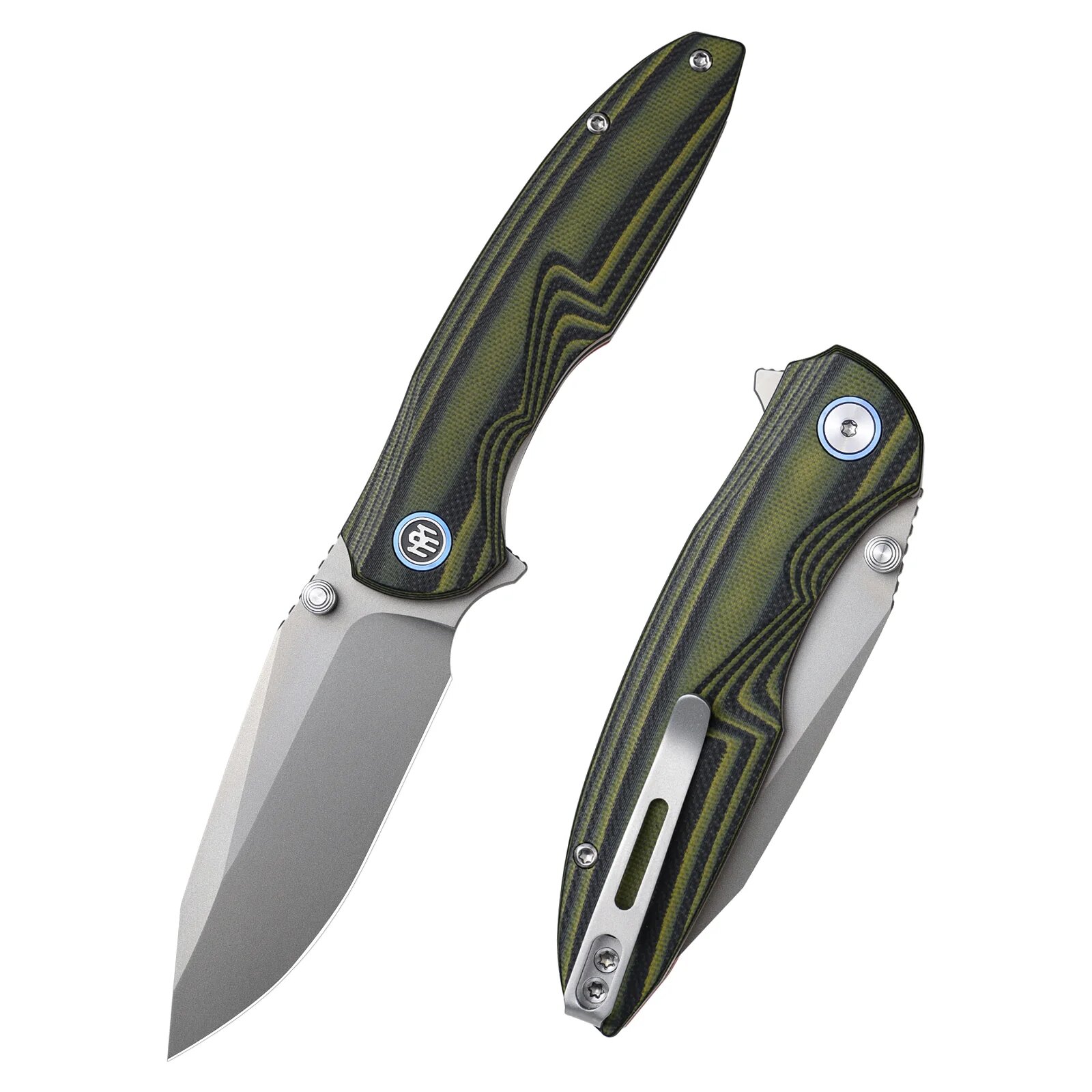 Складной нож Remette Cool Whale, сталь 14C28N, рукоять G10, черно-зеленый