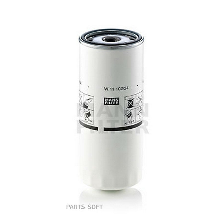 MANN-FILTER W1110234 W 11 102/34 фильтр масляный! H261 D108 1 1/8-16 UN \Volvo, RVI, Scania 4 Serie