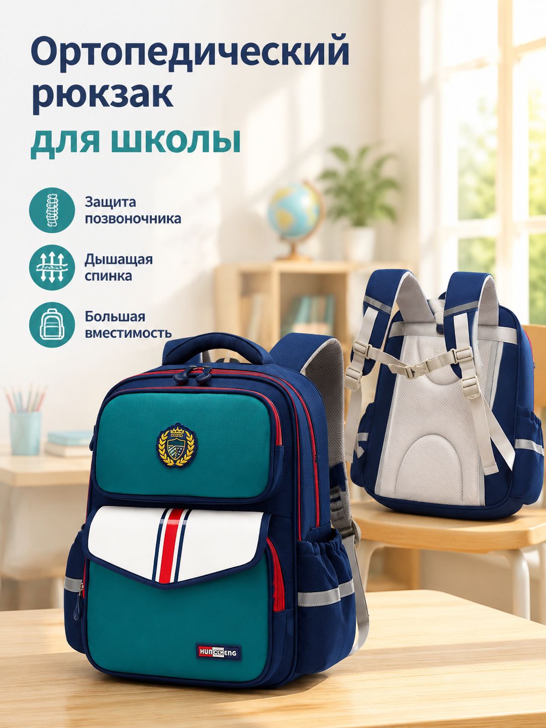 Рюкзак школьный ортопедический стильный лёгкий для учёбы и прогулок