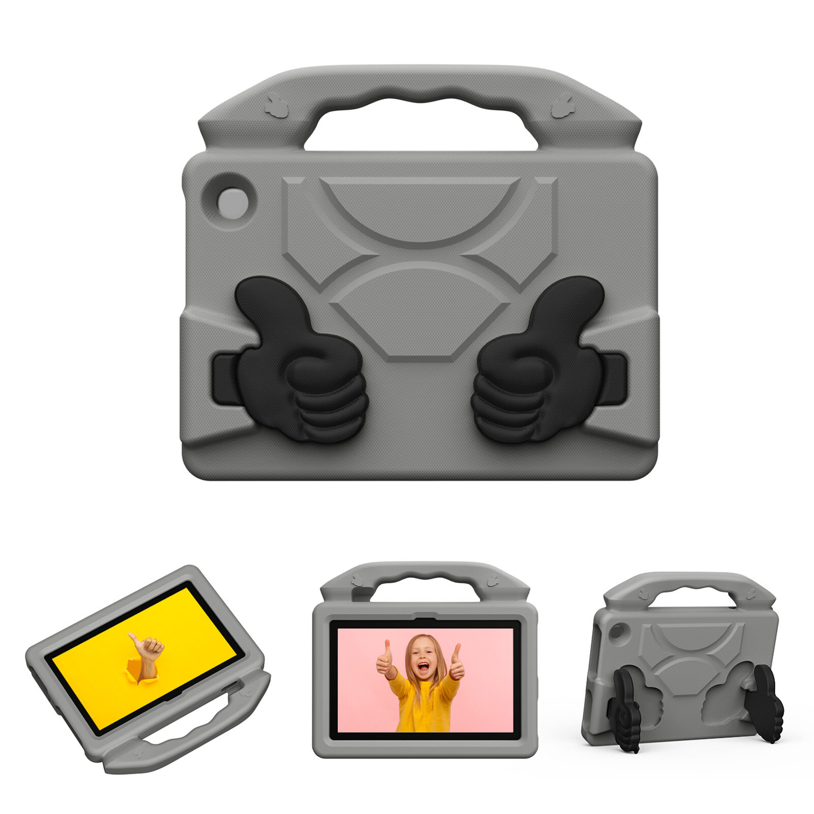 Легкий чехол для планшета, ударопрочный EVA, с ручкой и подставкой, для Kindle Fire HD7 (2022), серый, для детей