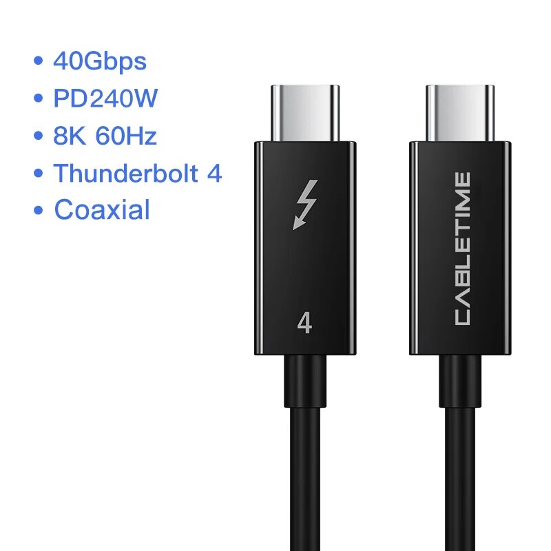 Кабель USB C - USB C Thunderbolt 3 40Gbps, 0.5M