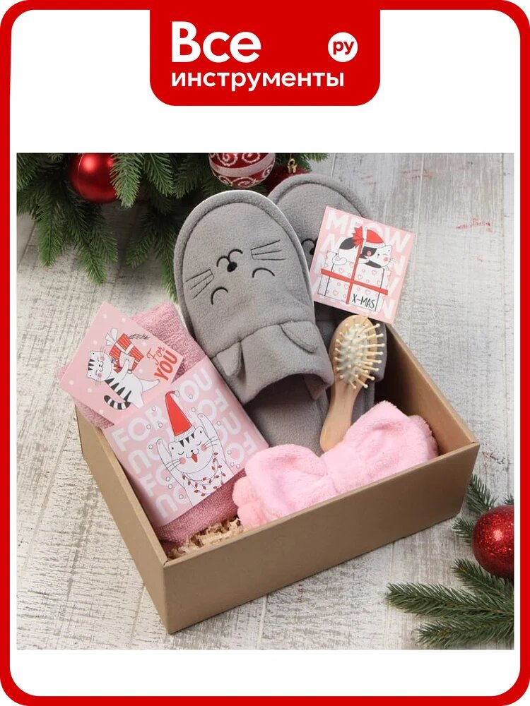 Подарочный набор Этель Merry catmas полотенце 30х60 см и аксессуары (4 предмета) 5141959