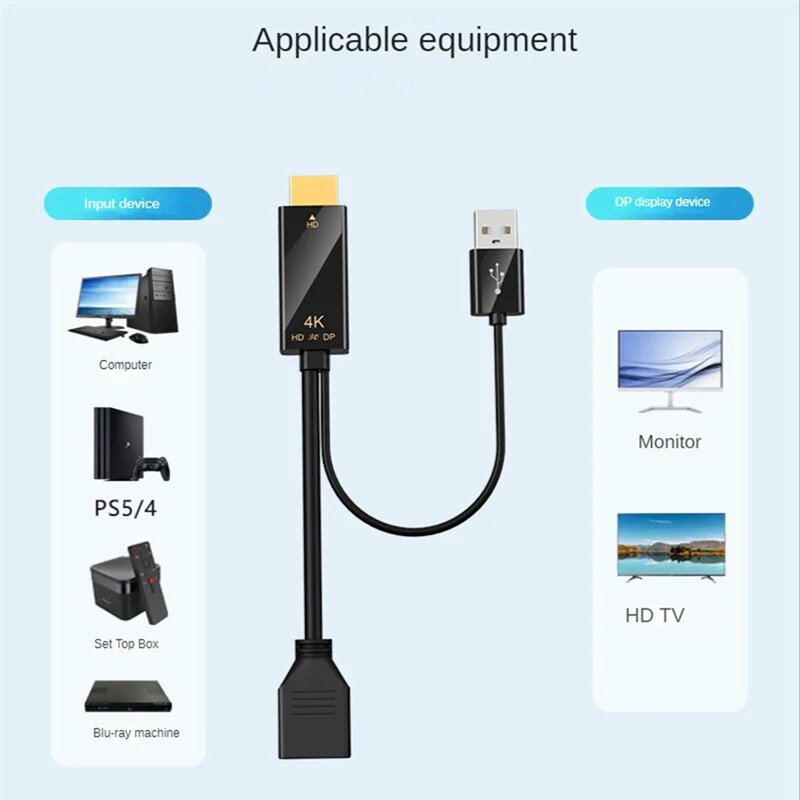 HDMI на DisplayPort конвертер кабель 4K