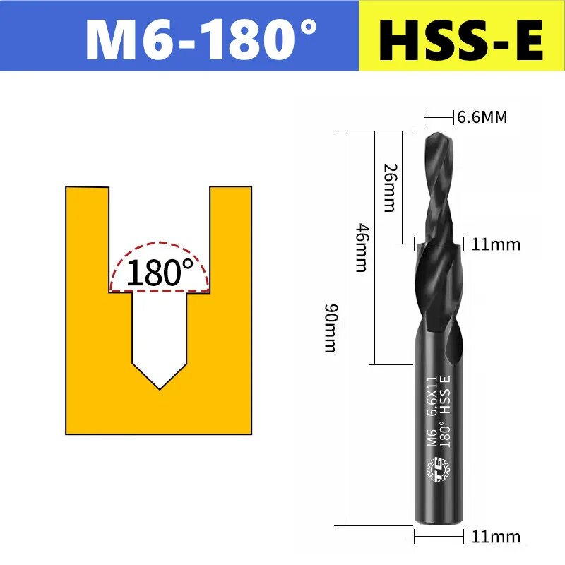 Сверло двухступенчатое JWXZ M3-M20 для металла M6-180D HSS-E