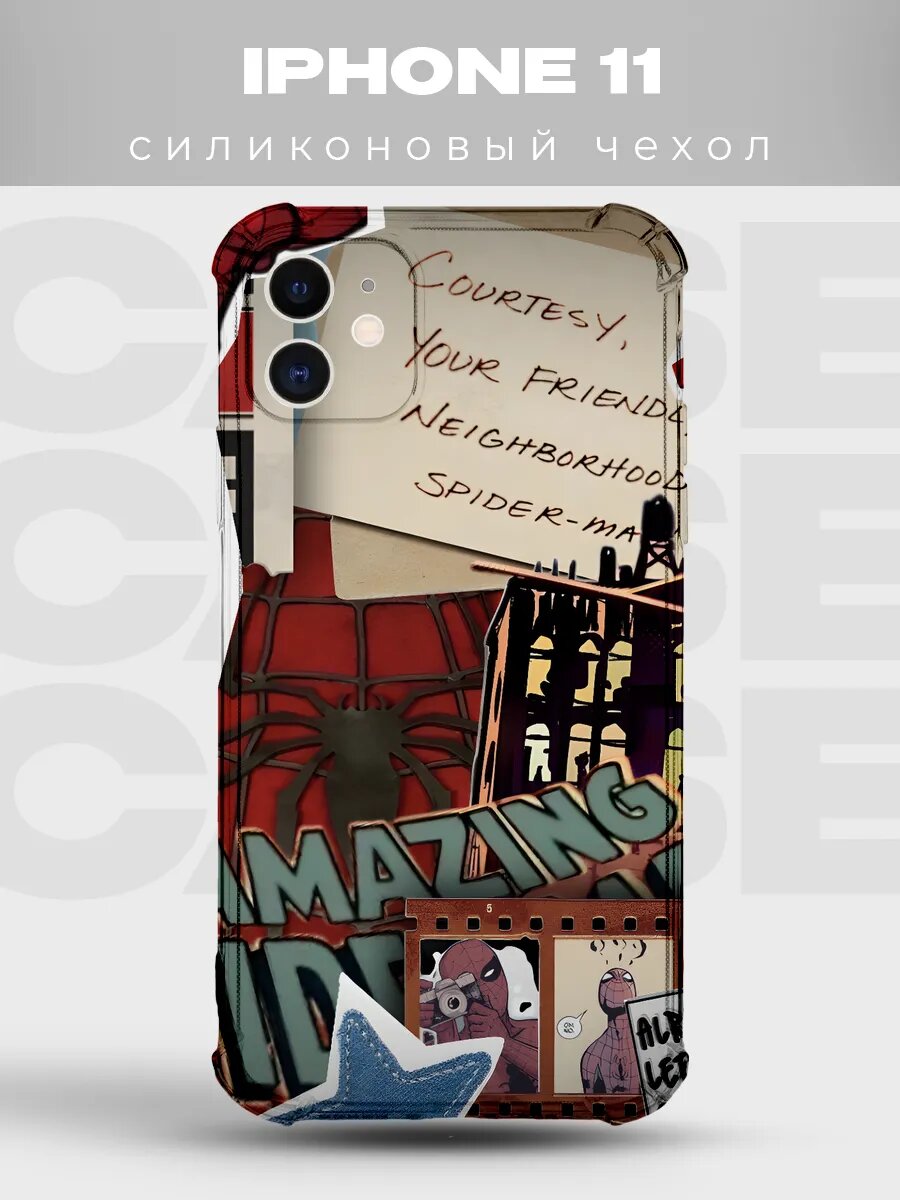 Чехол на iPhone 11 Человек-паук комикс spider man марвел
