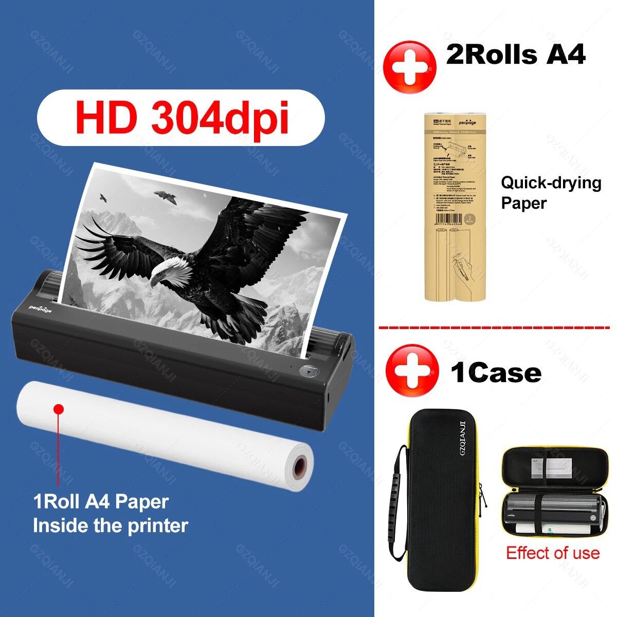 Термопринтер GZQIANJI PeriPage P80 Зеленый/Черный