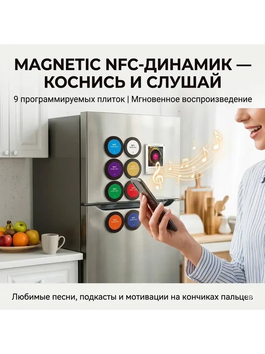 Магнитный NFC-динамик-винил для холодильника