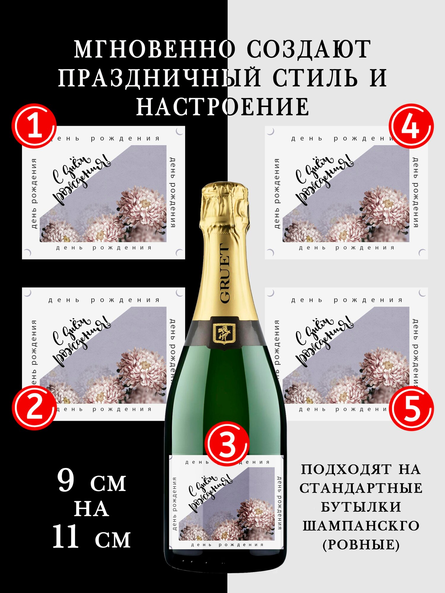 Наклейки на бутылки шампанского