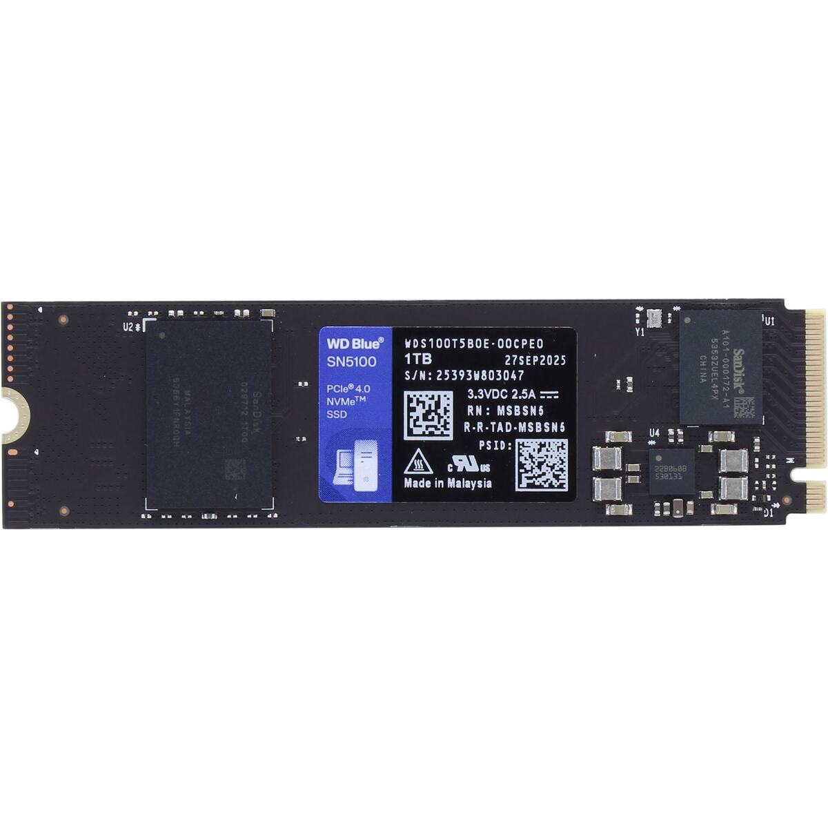 Blue SN550 WDS100T5B0E 1 Тб M.2 PCI-E Gen4 x4 M.2 Type 2280 M Key кэш HMB (Host Memory Buffer), TBW 600, 0.34 DWPD — фото 1