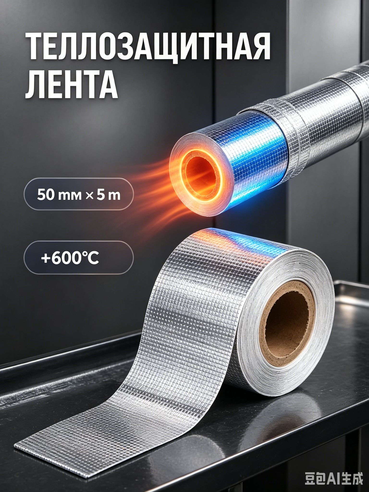 Теплоизоляционная лента для автомобильных двигателей, предназначенная для защиты жгутов проводов, трубопроводов и деталей от воздействия высоких температур