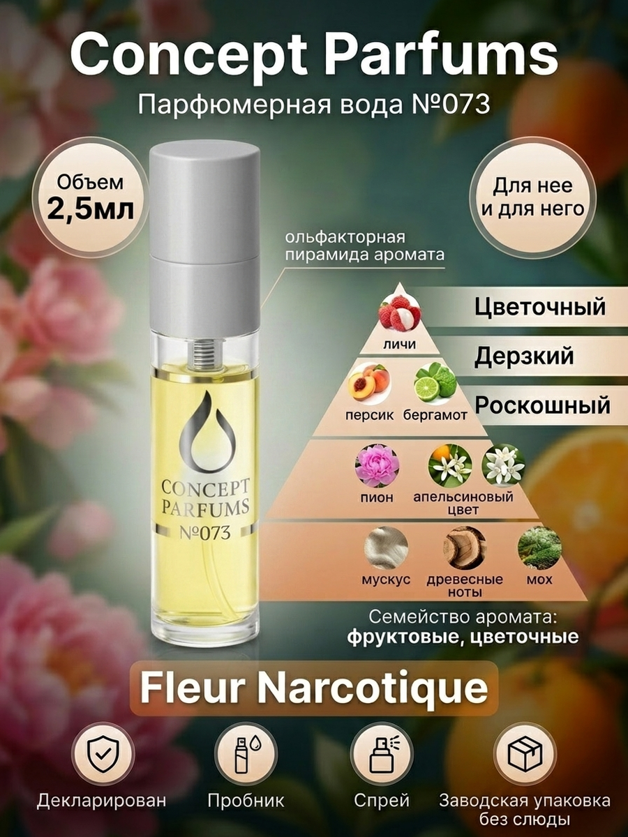 Concept Parfums 073 Парфюмерная вода Унисекс Пробник 2,5мл цветочные, фруктовые