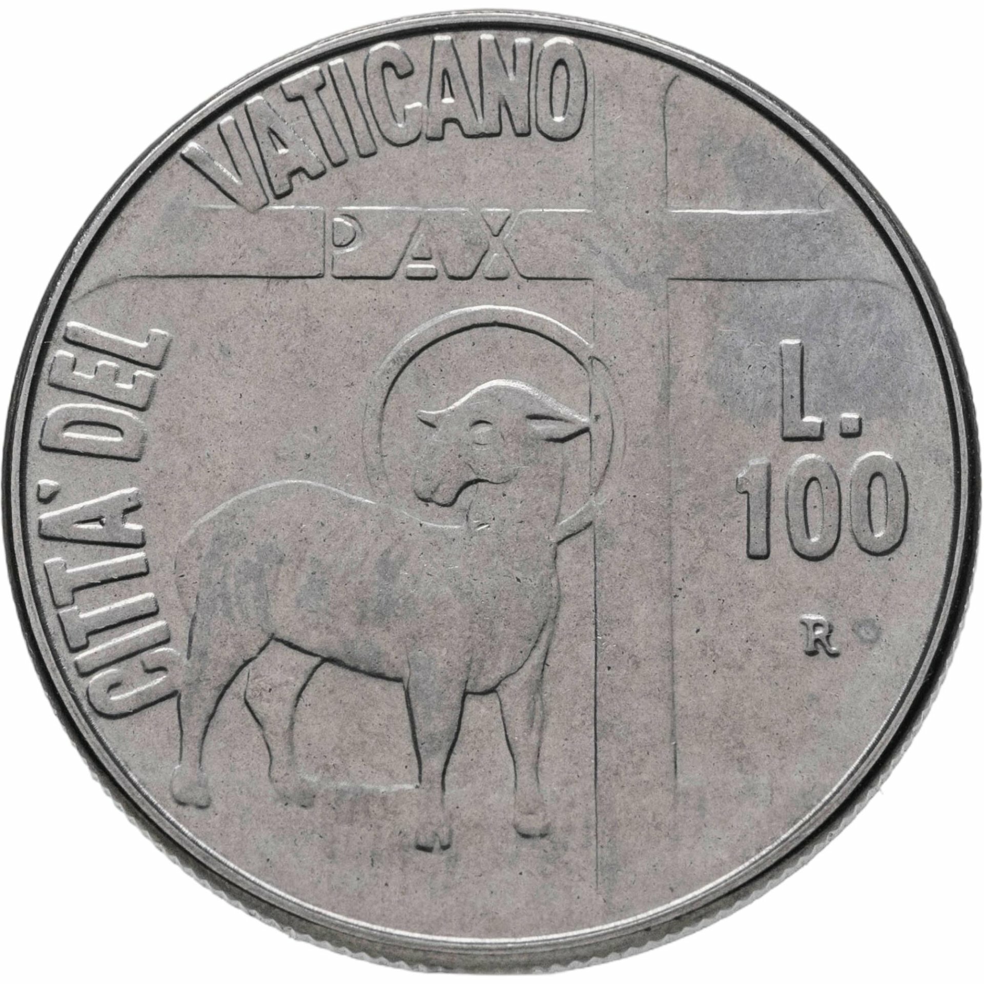 Ватикан 100 лир 1984, Сталь, в сохранности UNC