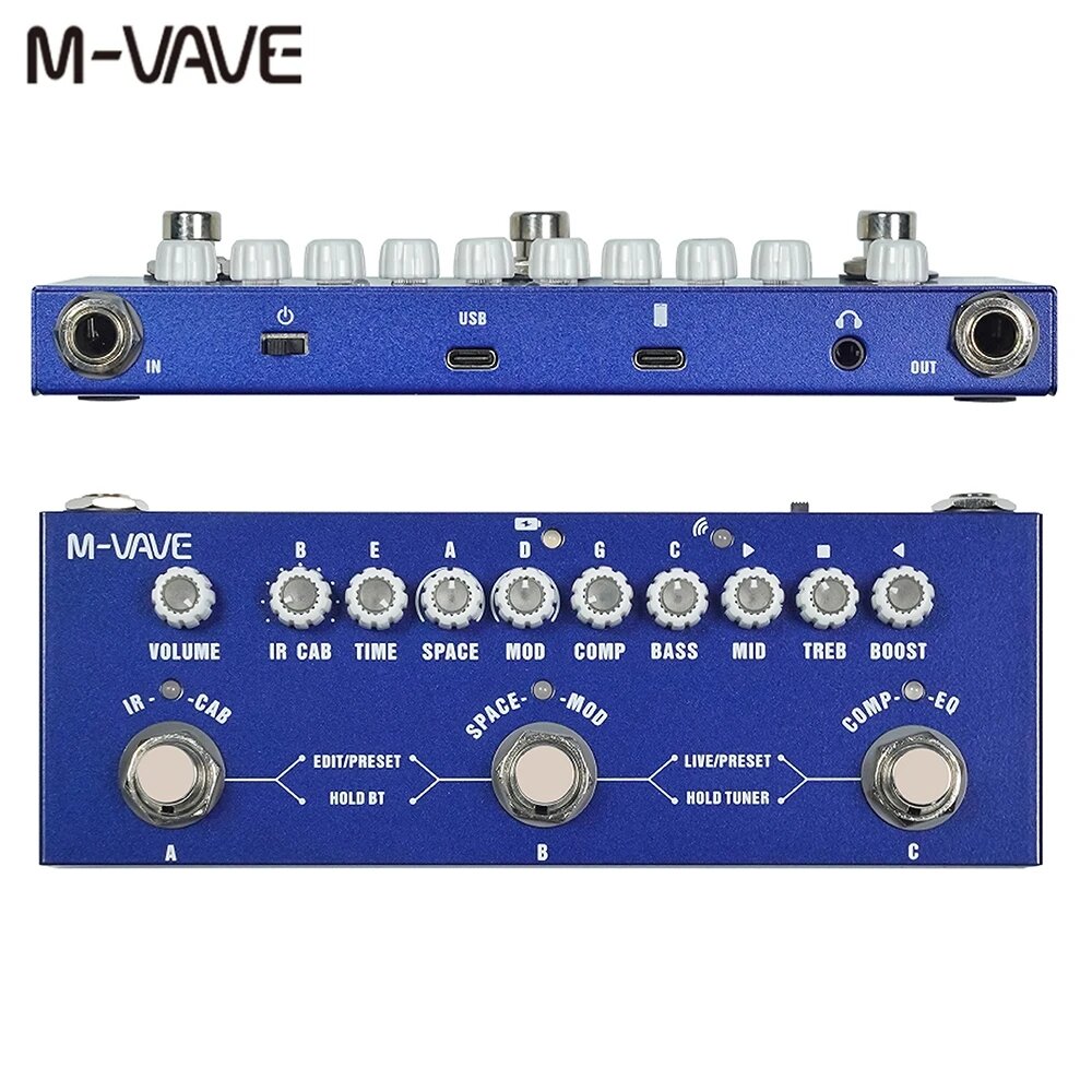 M-VAVE Cube BABY мультипедаль эффектов для электрогитары/бас-гитары/акустической гитары 8 ИК-шкафов имитация перезаряжаемой п.