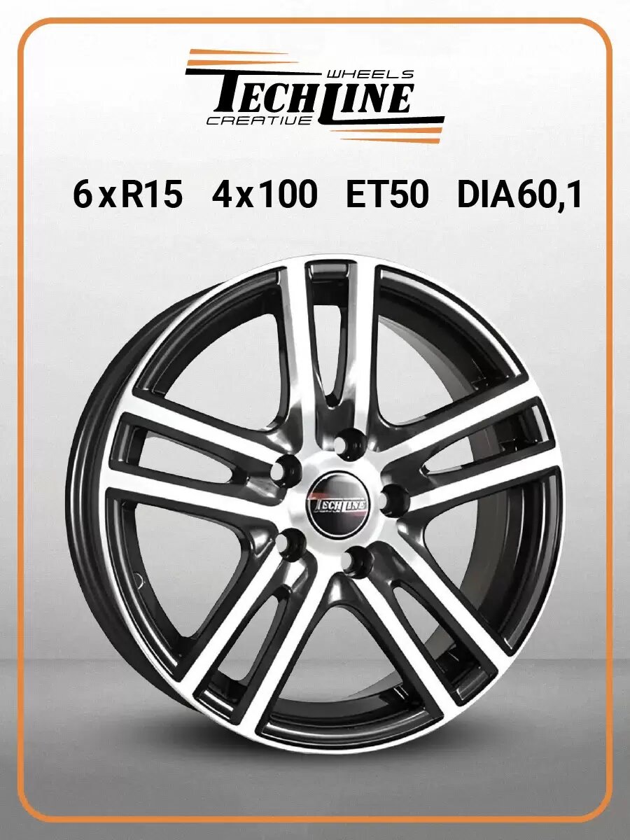 Диск автомобильный Tech Line TL539 6x15 4x100 ET50 60,1 BLM