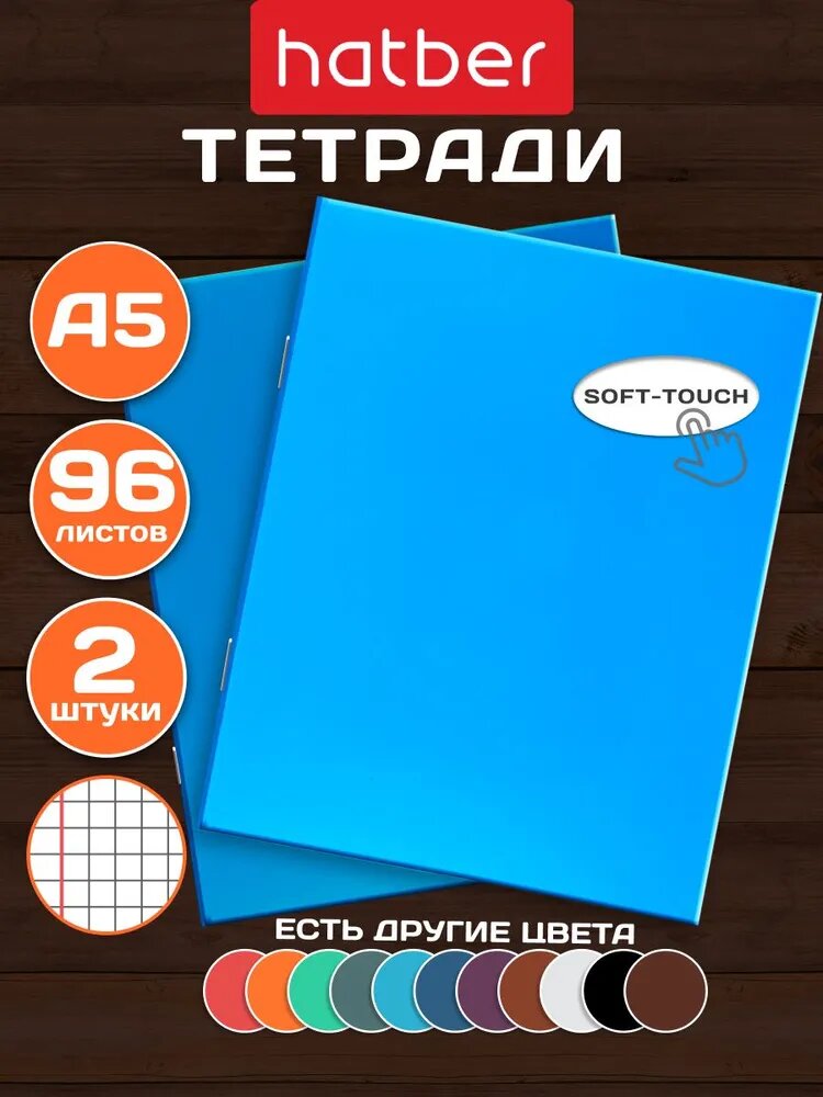 Тетрадь 96 листов в клетку а5 2 штуки Голубой