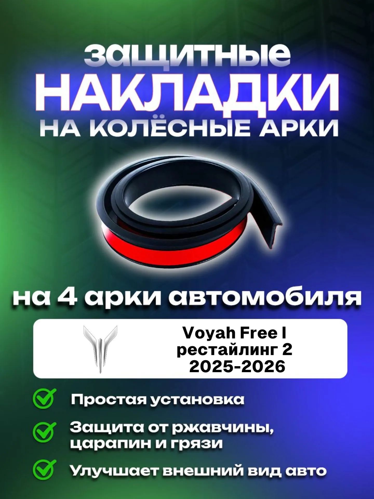 Накладки на арки автомобиля Voyah Free I рестайлинг 2 (2025-2026)/ Воях Фрее 1 поколение рестайлинг 2 защитные