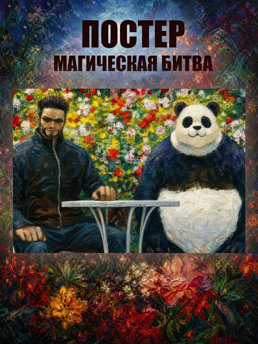Постер Магическая Битва/Масамичи Яга с Пандой А3 матовый