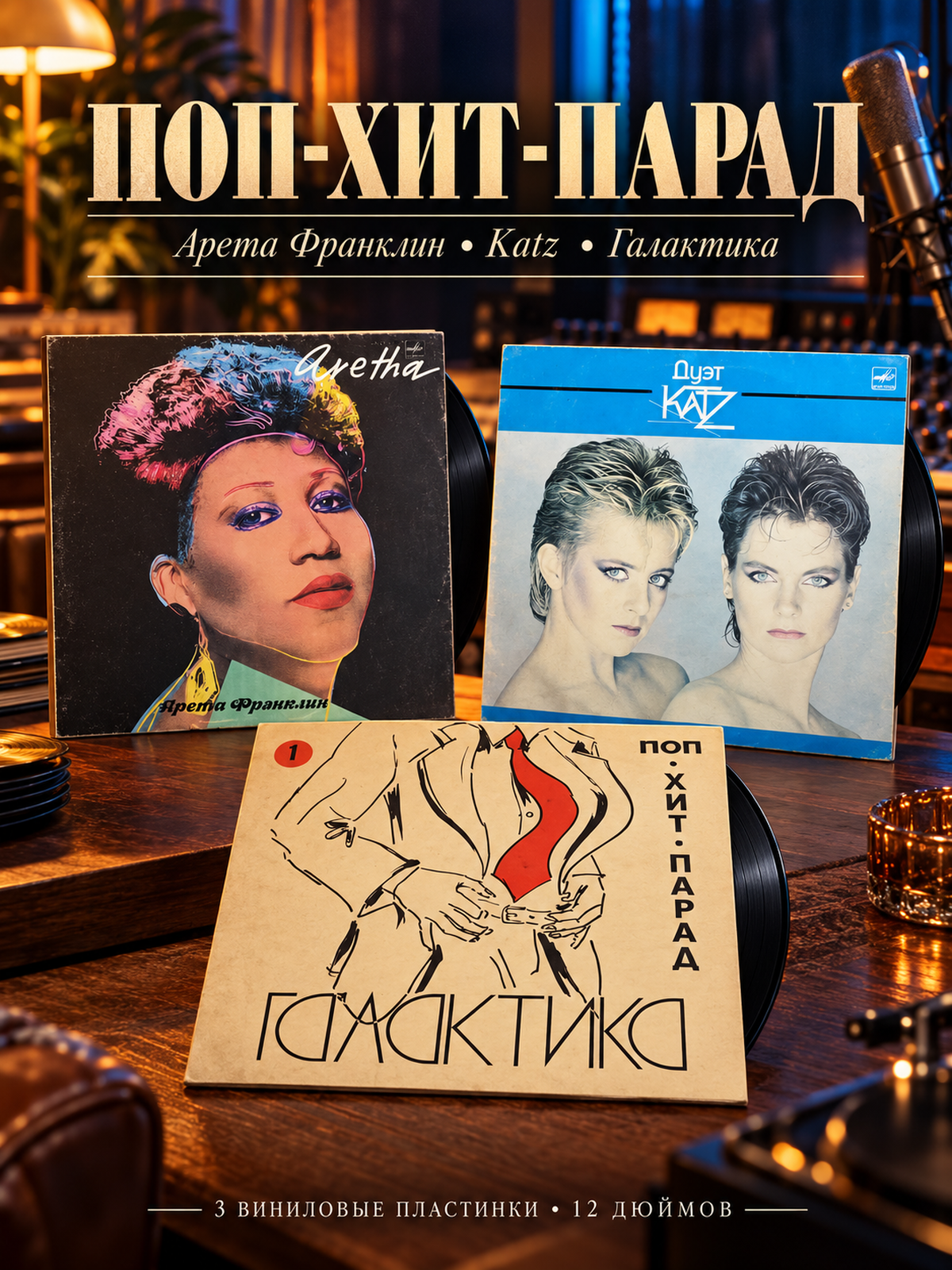 3 LP Дуэт Katz/ Хит парад Галктика / Арета Фрэнклин. 3 Виниловые пластинки 12 дюймов. Мелодия СССР