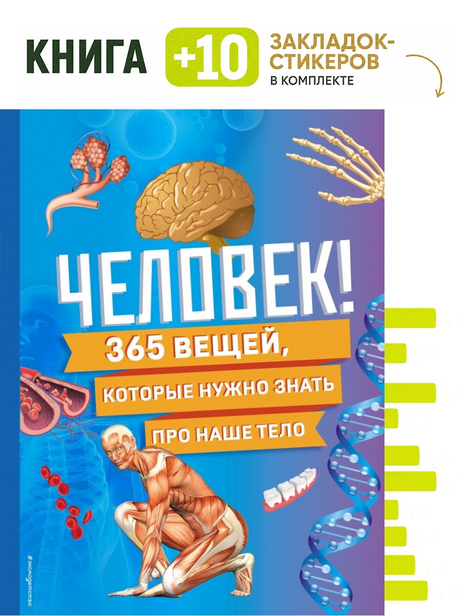 Человек! 365 вещей, которые нужно знать про наше тело. Комплект: книга + 10 закладок-стикеров