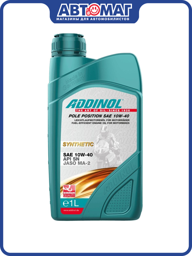 Моторное масло для 4 тактных двигателей Addinol Pole Position 10W-40 (1л) 72403507 ADDINOL AD-10W40-4T-PP-1L