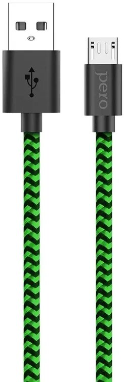 Кабель PERO DC-04, micro USB (m) - USB (m), зеленый / черный