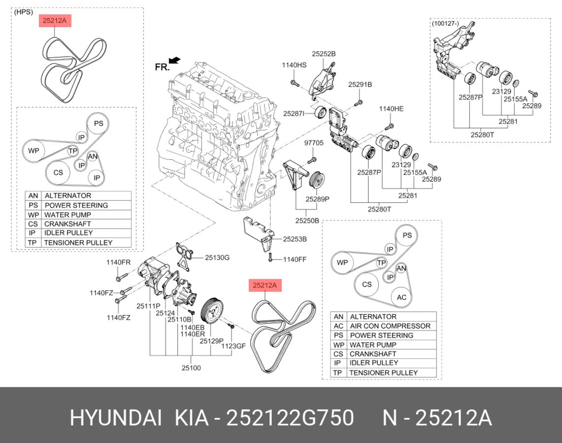 Приводной ремень l 90см org (Hyundai/Kia 252122G750)
