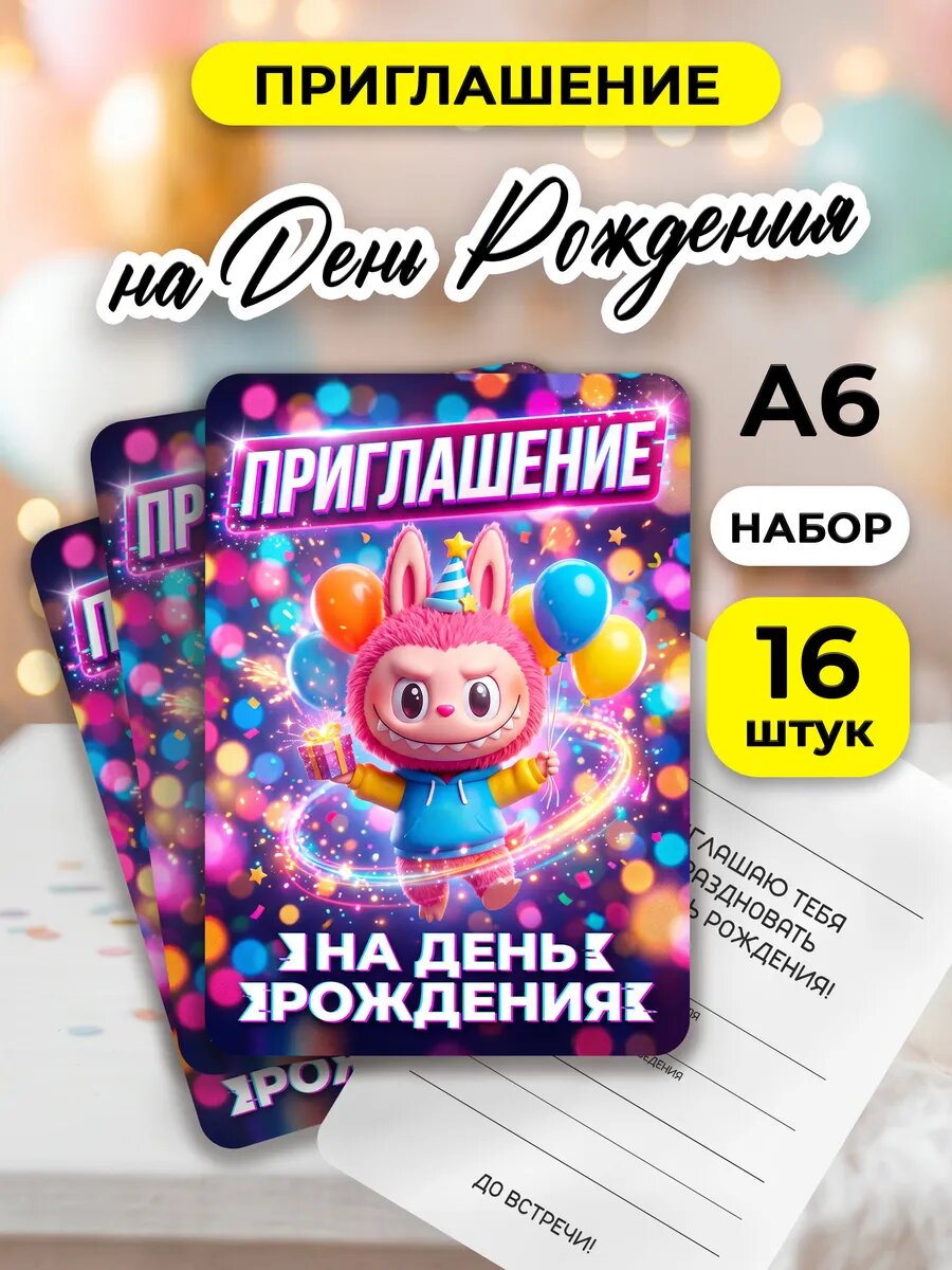 Пригласительные на день рождения Лабубу, Labubu