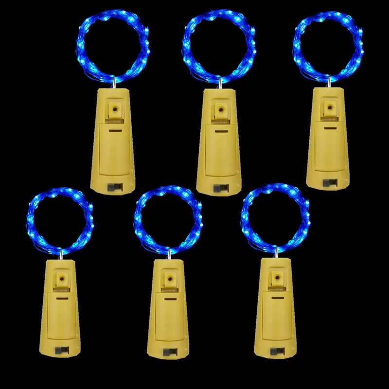 Гирлянды LED для винных пробок, 6 шт, 20 светодиодов Синий, Blue