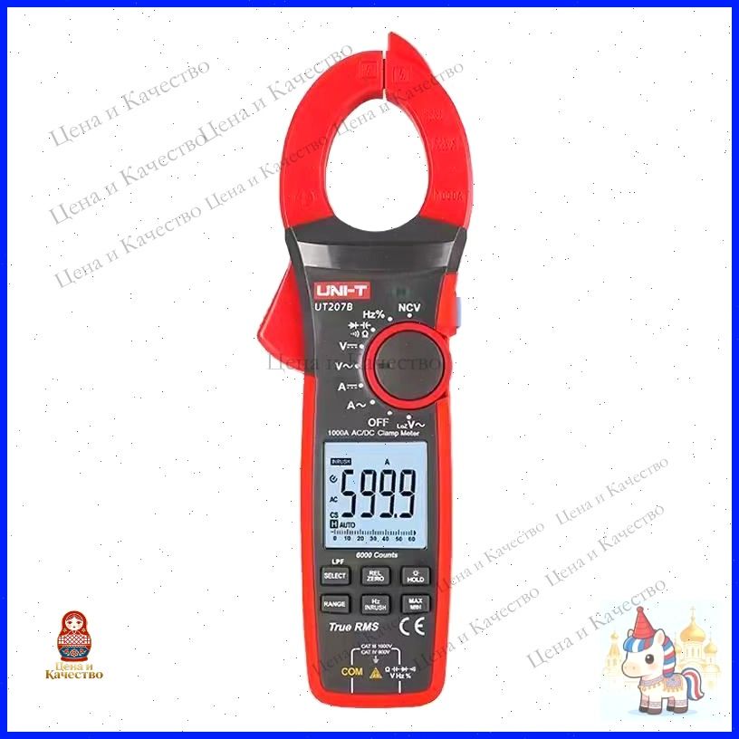UT207B - Клещи True RMS для измерения постоянного и переменного тока до 1000А, а также: V, R, F, HZ, p-n, NCV, прозвонка