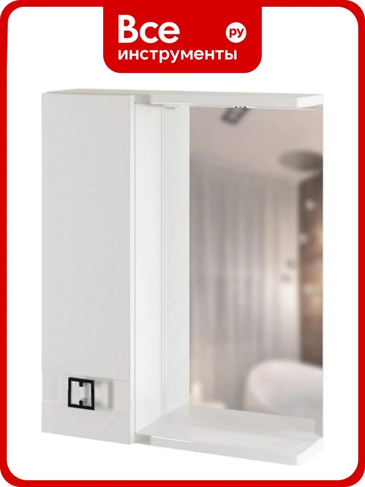 Навесной шкаф MIXLINE "КВАДРО-55" левый, с подсветкой, ПВХ 551700