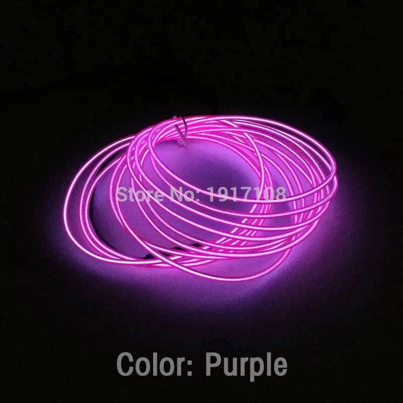 Неоновые нити EL Wire, 2,3 мм, 5 метров, 10 цветов purple