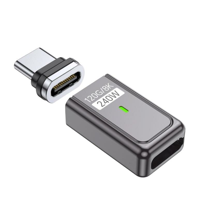 USB-адаптер магнитный Female на Type C 240W, зеленый цвет