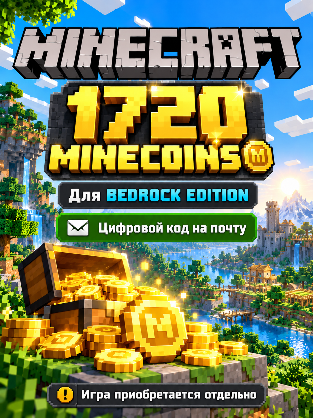 Minecraft 1720 Minecoins — подарочный цифровой код, монеты для Bedrock Edition