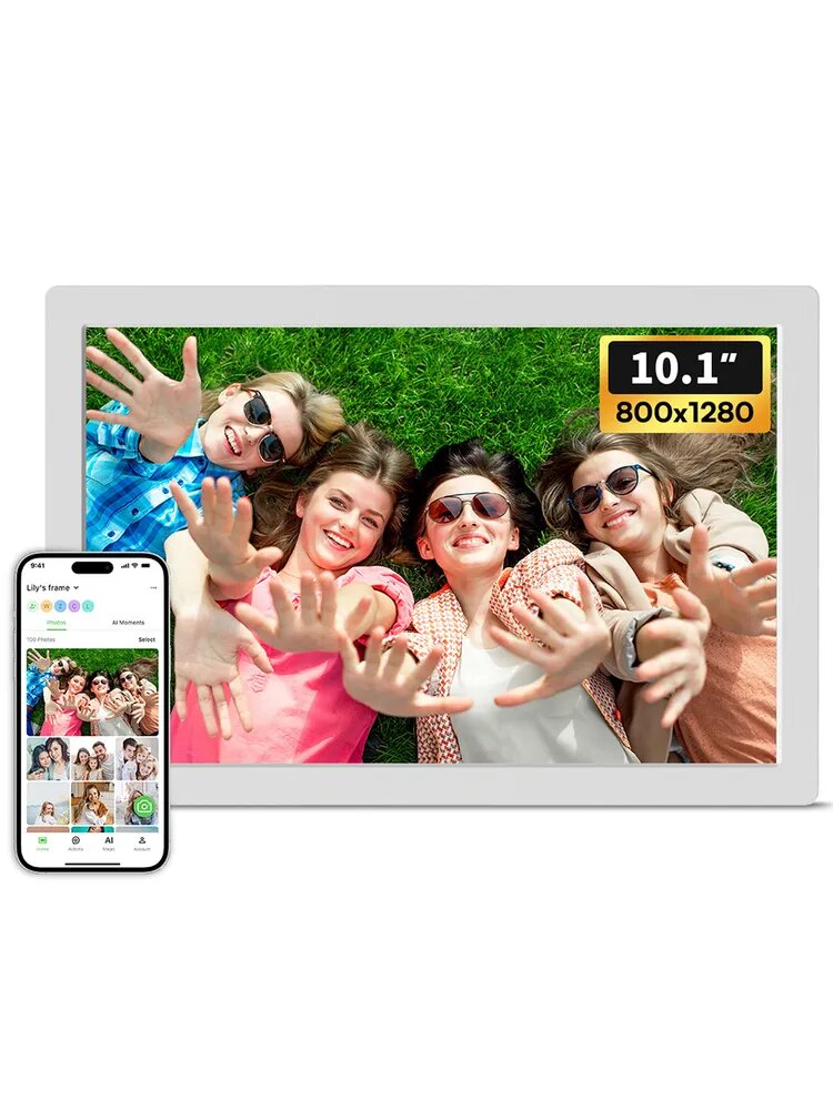Фоторамка AOC Smart Cloud, 10 дюймов, RtOS, 4ГБ памяти, Wi-Fi, белая