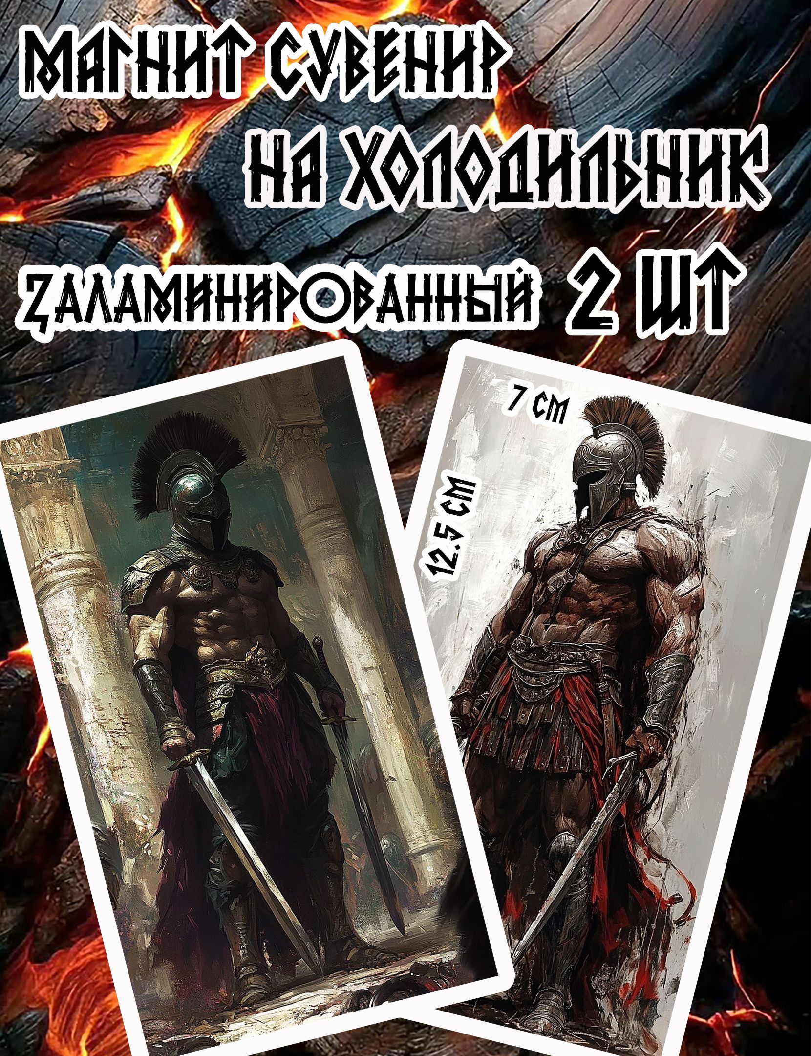 Магнит на холодильник, виниловый, Спартанцы, 12.5см х 7см -2шт.