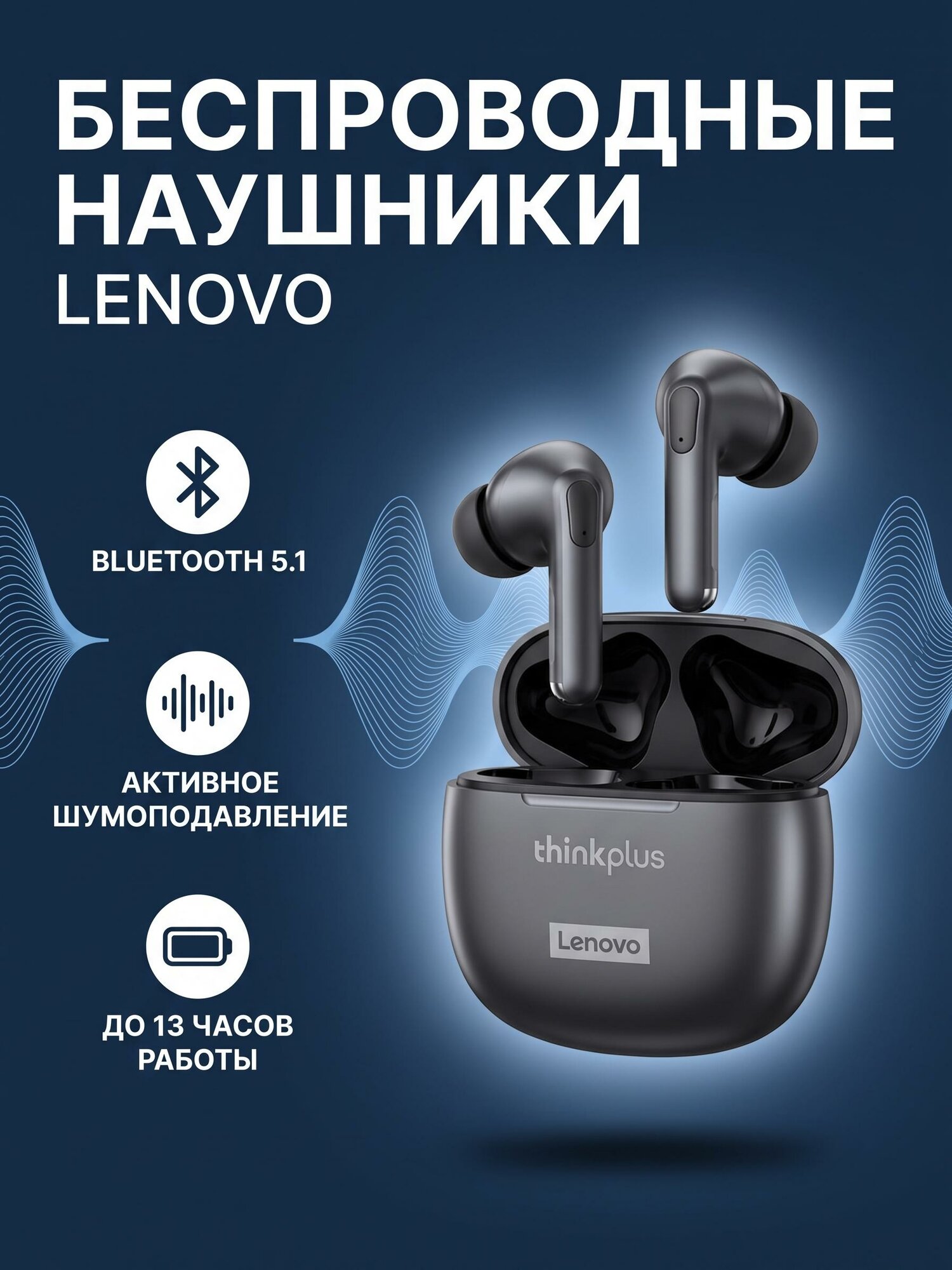 Наушники Lenovo LP1 Pro Live Pods (черный), LP1 PRO