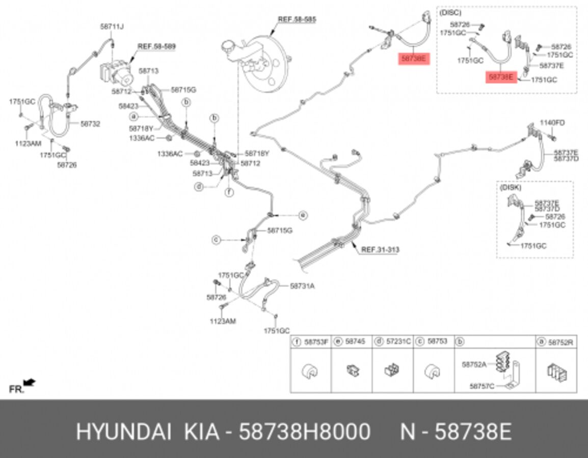 Шланг тормозной системы org (Hyundai/Kia 58738H8000)