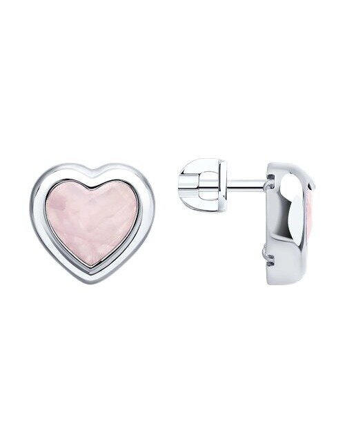 Серьги пусеты серебро, 925 проба, родирование, кварц
