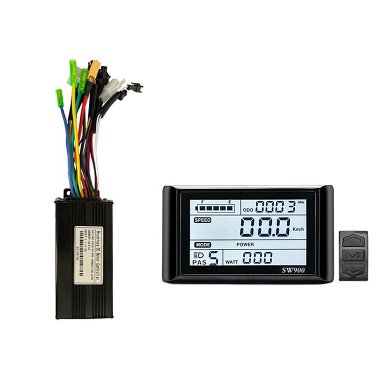 Контроллер 24V/36V/48V, 26A, 9 трубок, 500W/750W, бесщеточный, три режима, комплект с дисплеем "SW900".