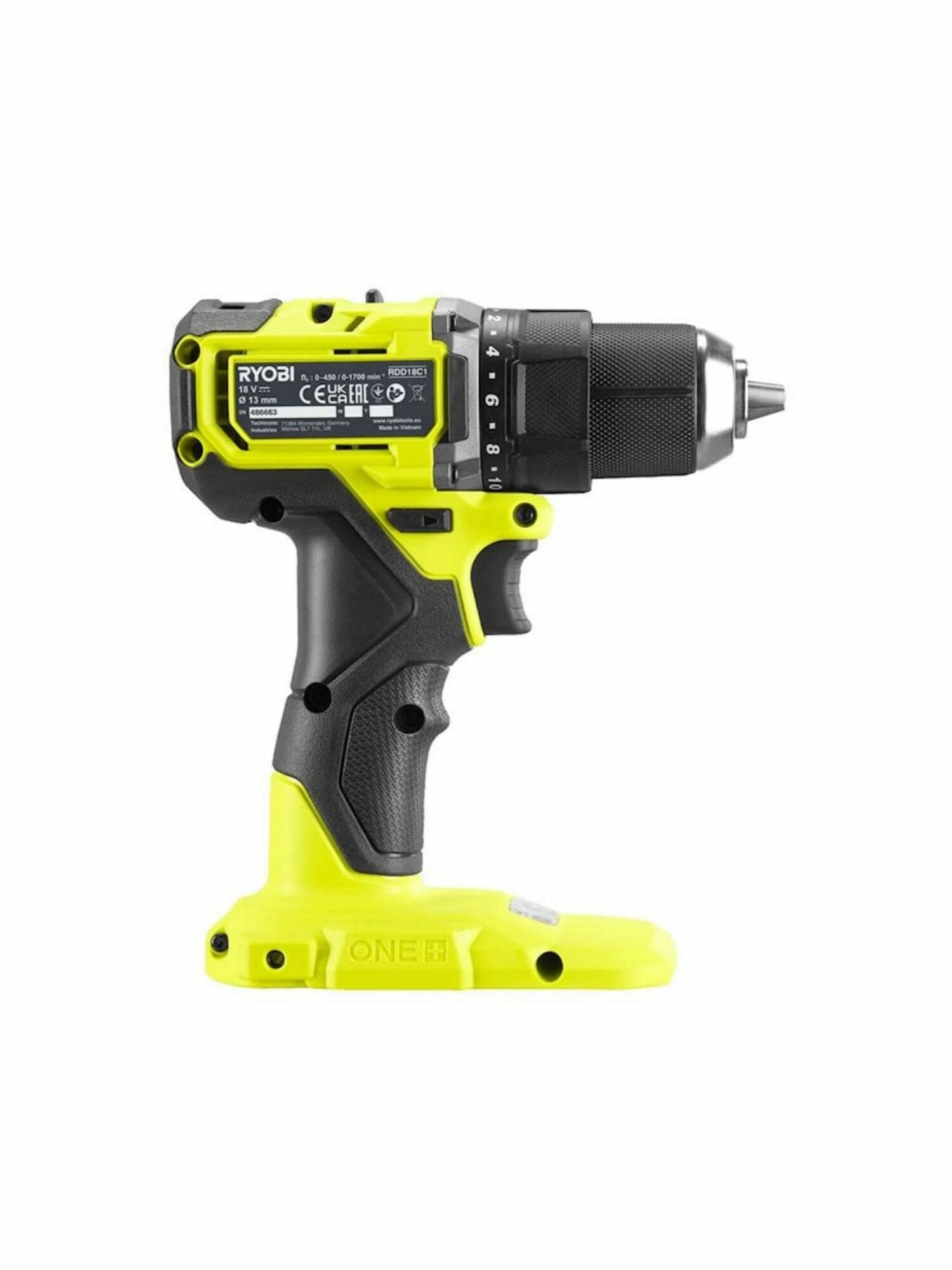 Дрель-шуруповёрт аккумуляторный Ryobi RDD18C1-0 5133006518, зеленый
