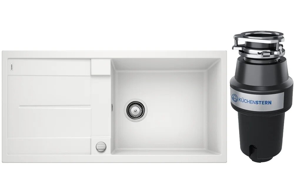 Комплект Мойка Blanco Metra XL 6S 515280 100x50, белая, искусственный гранит / Измельчитель KUCHENSTERN Muhle 350MU35 механический, нержавеющая сталь