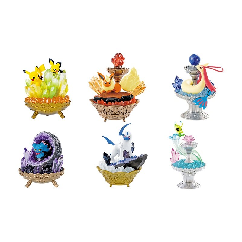 RE MENT Пикачу Иви Покемон Pokemon Gemstone Collection 100% Конфетные игрушки 1 слепой бокс Целая коробка 6 шт