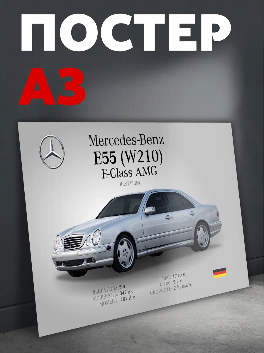 Постер на стену Mercedes-Benz E55 E-Class AMG плакат А3