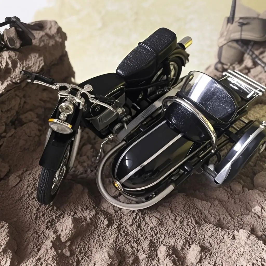 1:18 Модель мотоцикла Ural M72 USSR классический трицикл, коллекционный сувенир (без цветной коробки)