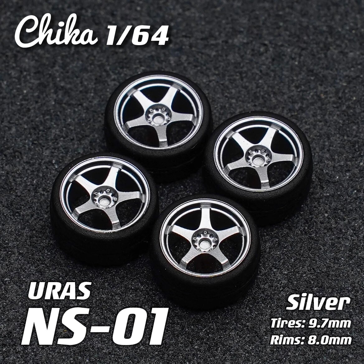 Chika 1/64 колеса URAS NS-01 Silver 9.7 мм