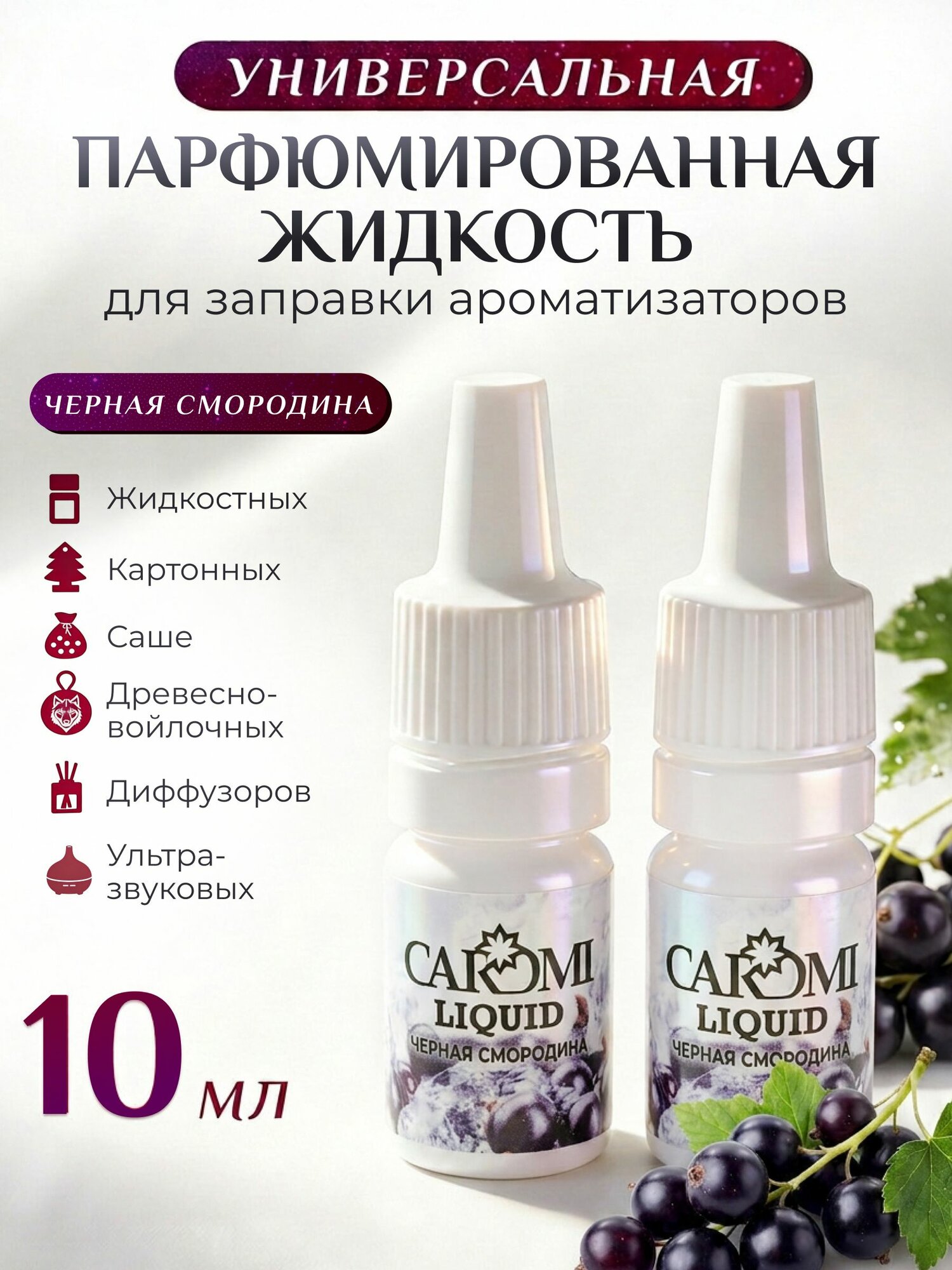 Ароматическая жидкость для ароматизатора в машину CAROMI Черная Смородина