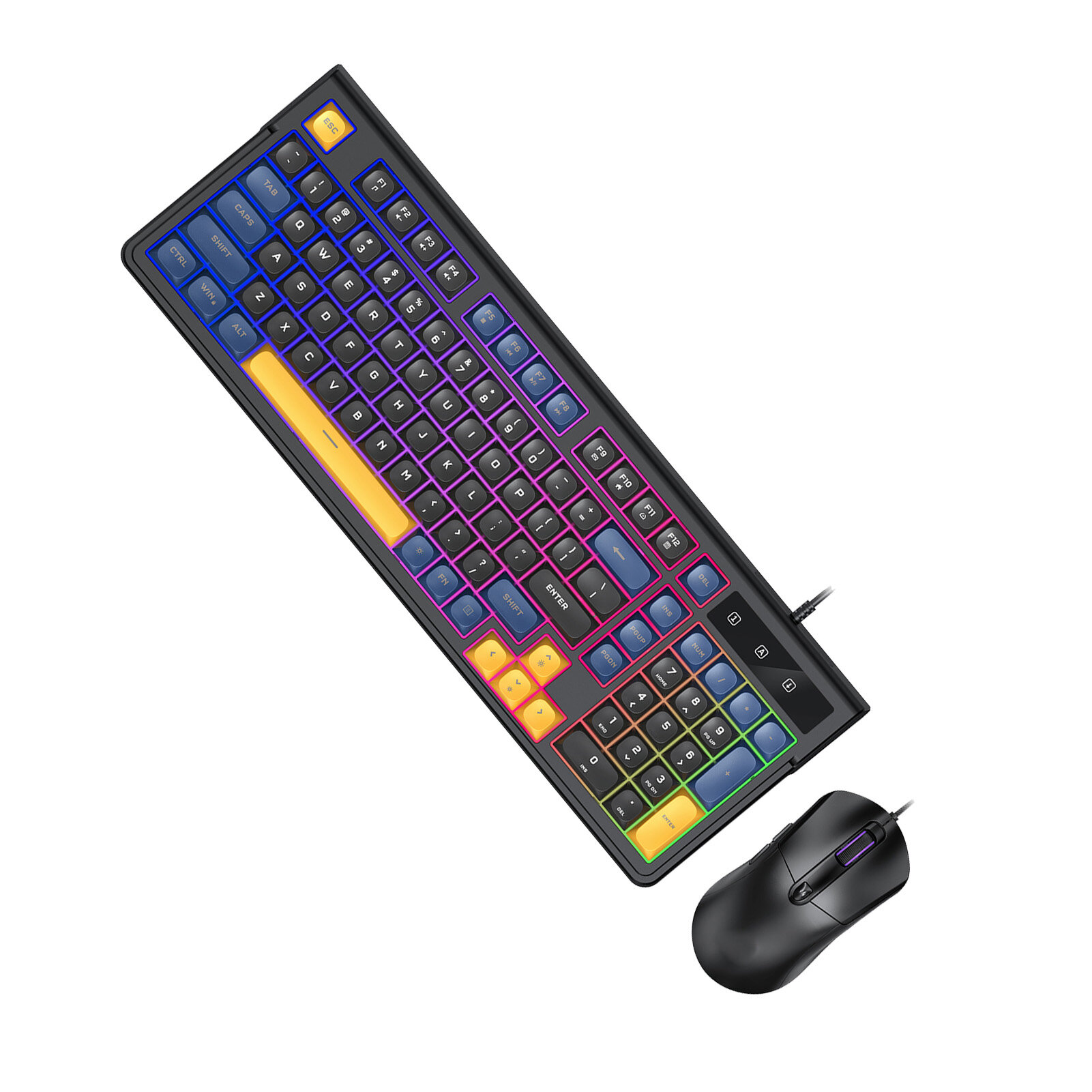 Комбинация игровой клавиатуры и мыши с 19-клавишной RGB-подсветкой и защитой от ореолов, компактная компоновка