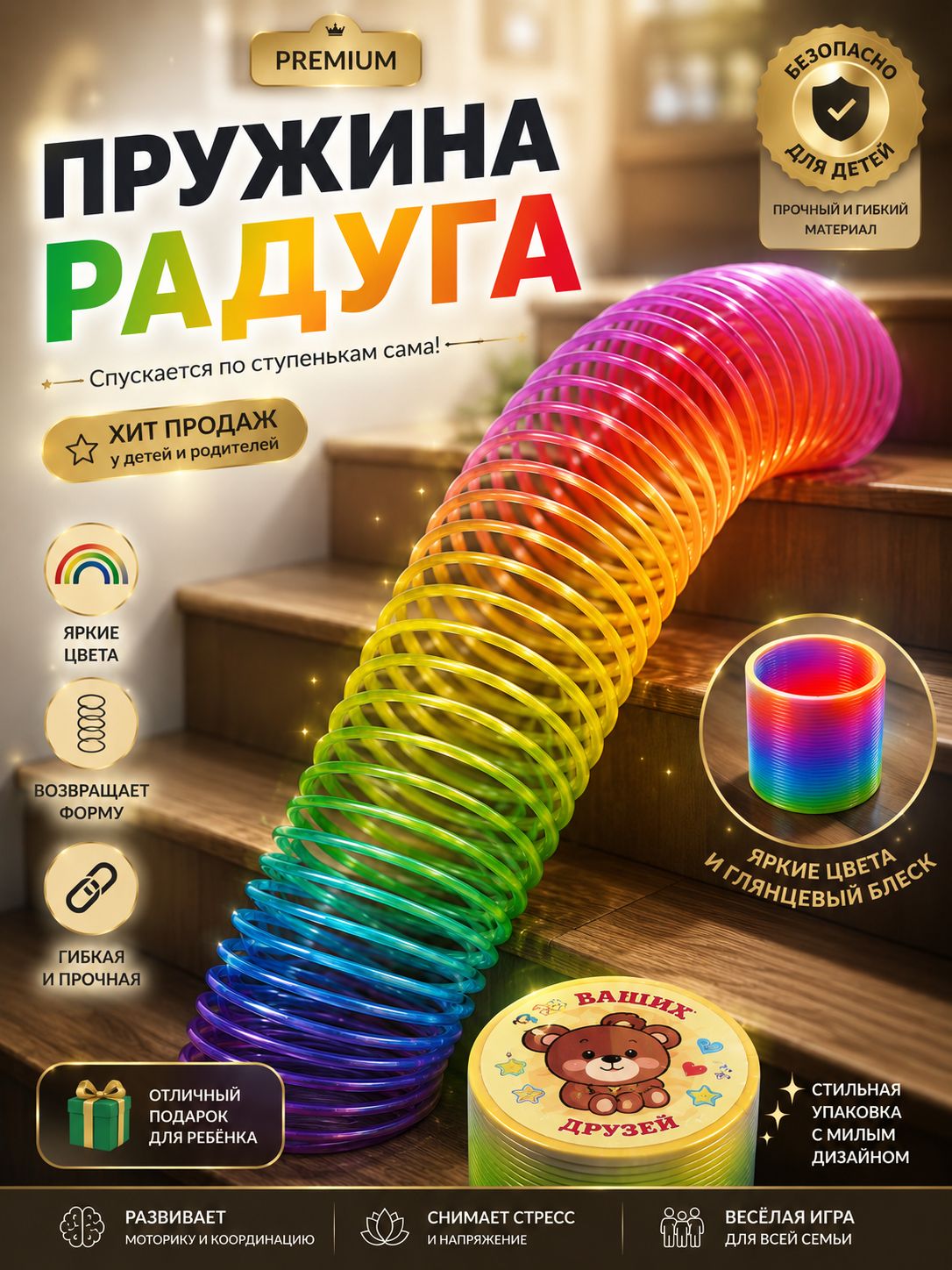 Пружина Радуга игрушка антистресс для детей и взрослых