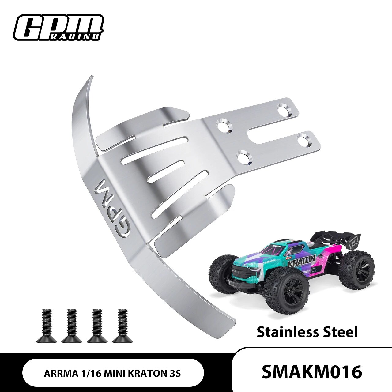 Передний бампер из нержавеющей стали GPM, толщина 1 мм, для ARRMA 1/16 MINI KRATON 3S -ARA2508S