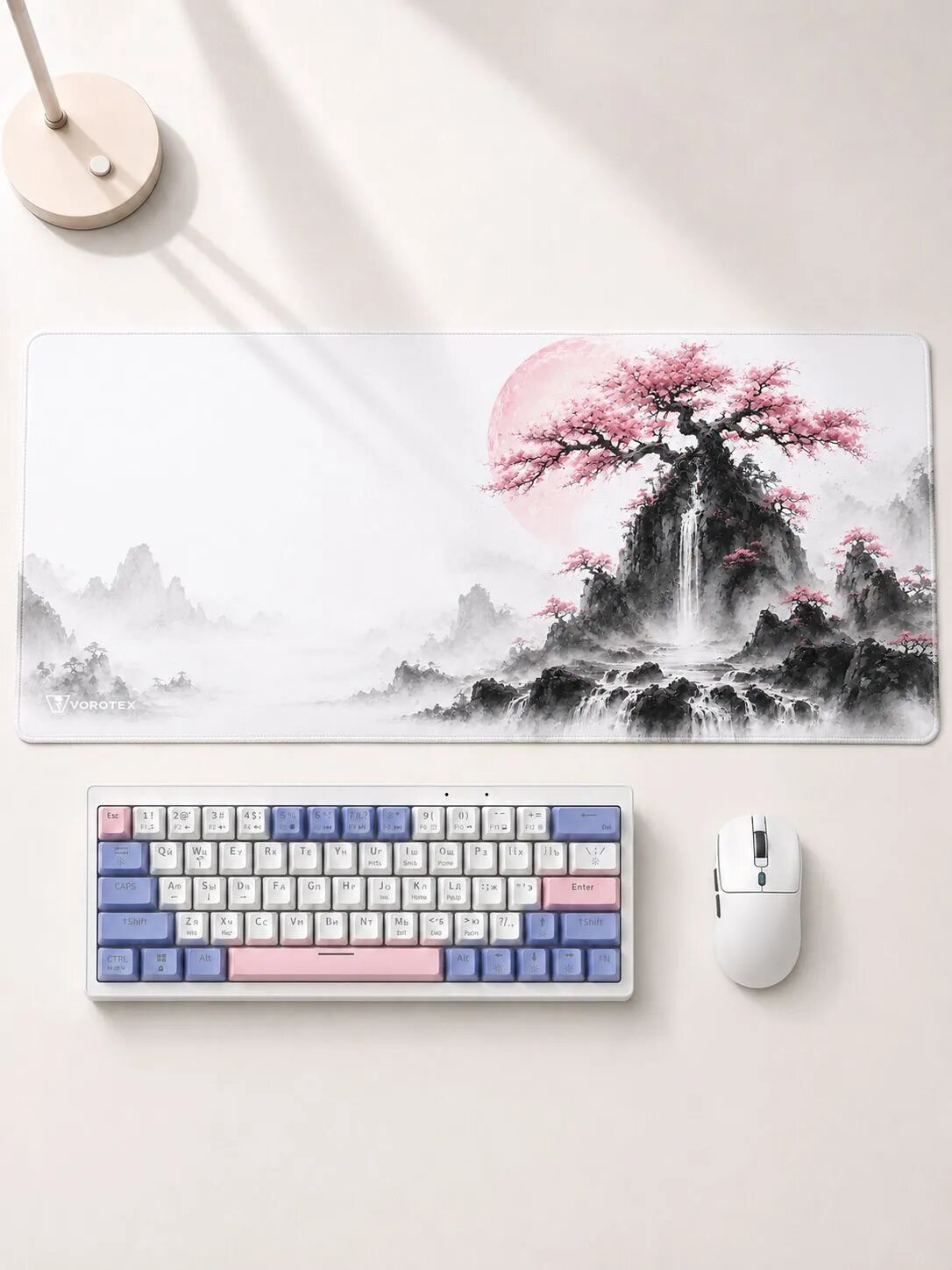 Игровой коврик VOROTEX XXL, 90х40 см, 4 мм, Sakura moon (Сакура и луна)
